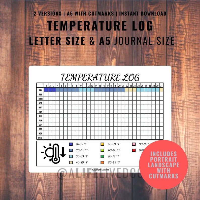 Temperature Log - Weather Tracker - Weather Log - Track Temperature ...