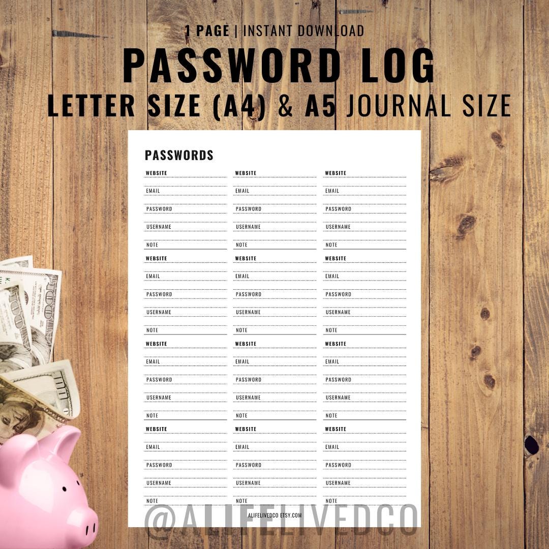 Password Log - Password Keeper -password Organizer -password Tracker ...