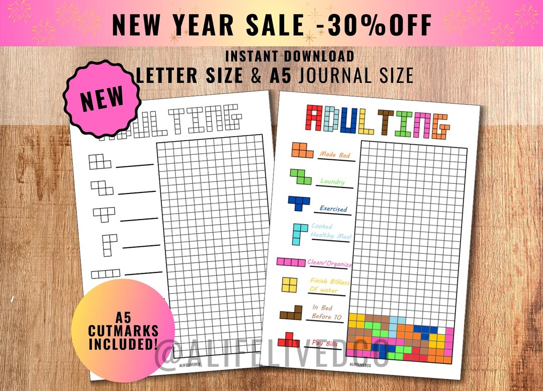 Adulting Tracker- Letter & A5 - PRINTABLE Journal Page - Monthly ...
