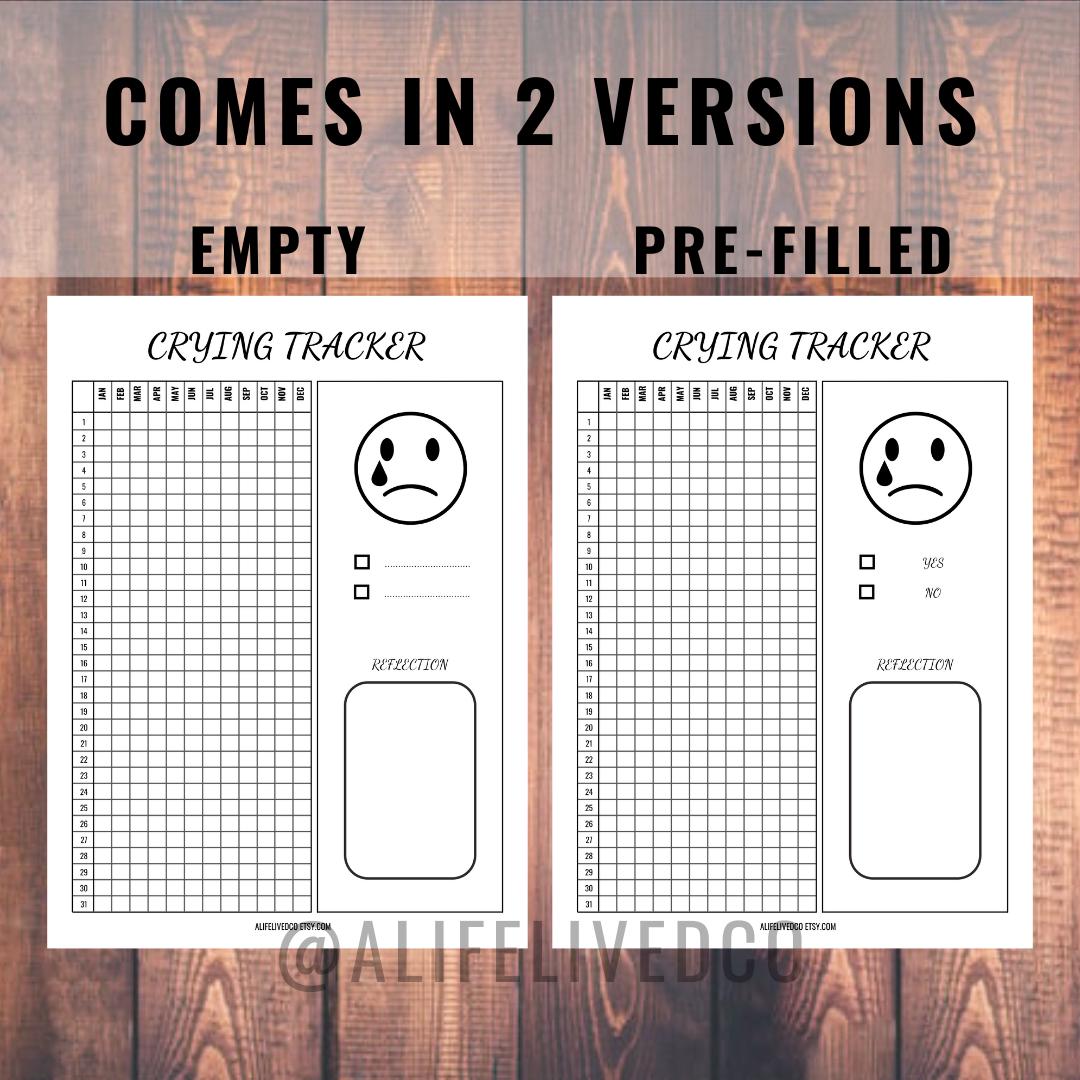 Crying Tracker - Crying Log Tracker - Mood Tracker - Sad Tracker ...