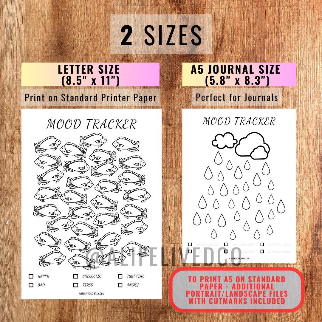 12 Monthly Mood Trackers - Bundle Value Pack - Habit Trackers - Emotion ...