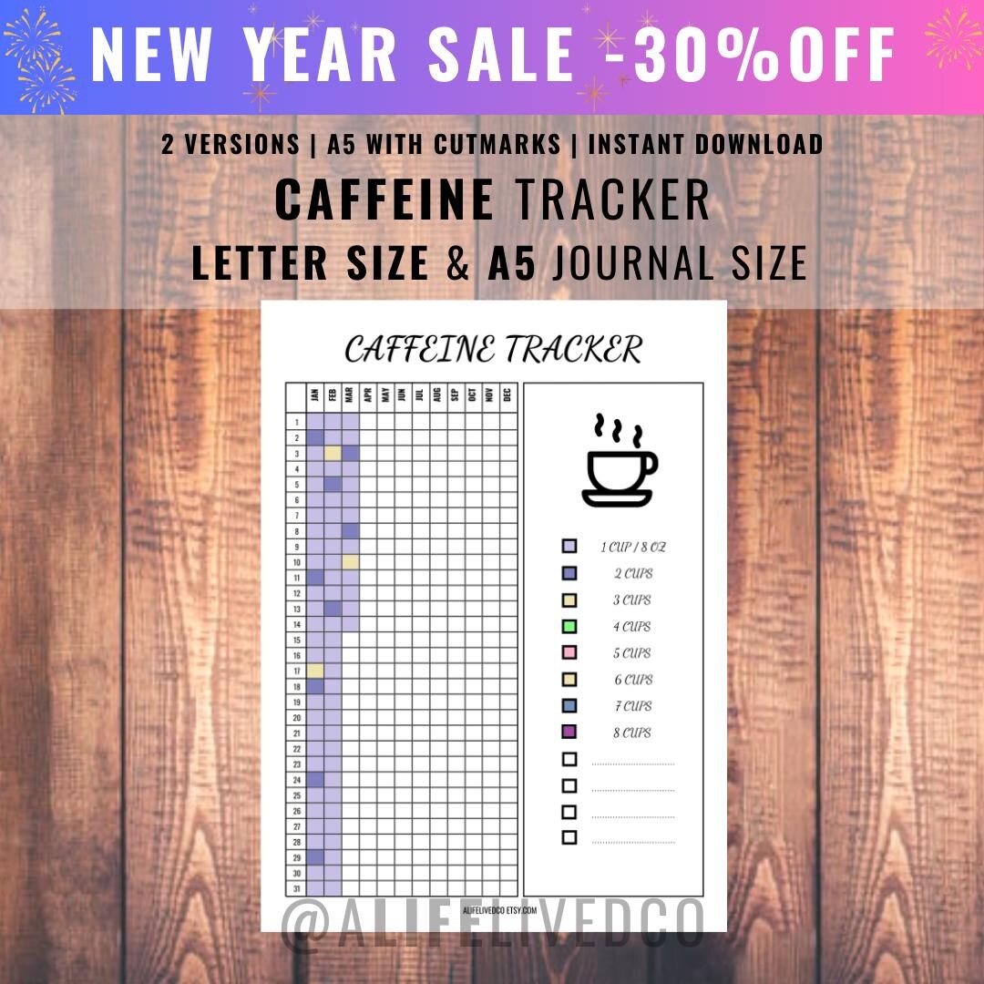 Caffeine Tracker coffee Tracker PRINTABLE Journal Page health Planner ...