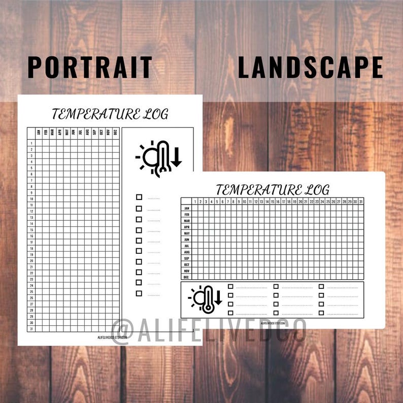 Temperature Log - Weather Tracker - Weather Log - Track Temperature ...