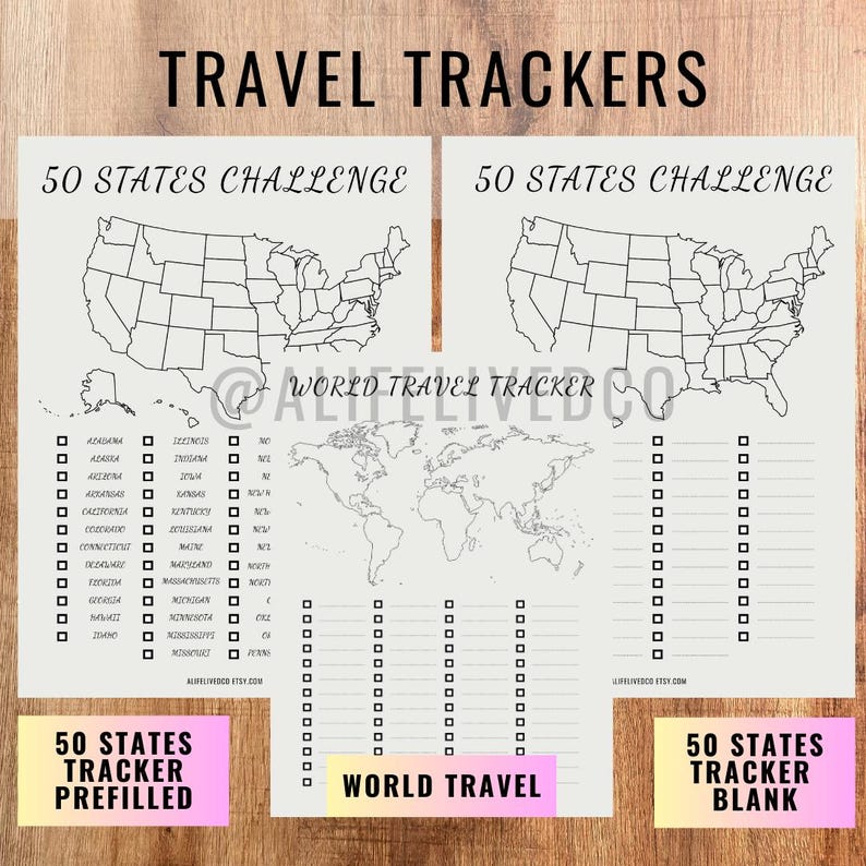 Travel Journal Trackers Bundle - Bucket List - PRINTABLE Journal Pages ...