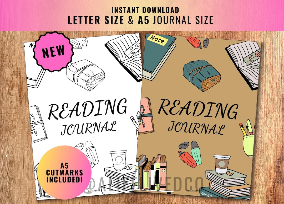 READING JOURNAL Page - TITLE Page - Digital Planner Pages - Printable ...