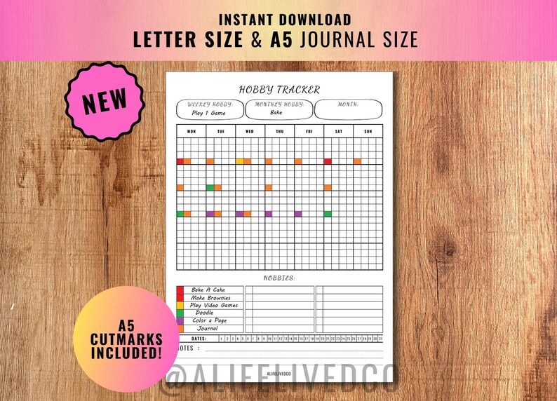 Hobby Tracker Printable - PRINTABLE Journal Page - Download Letter & A5 ...