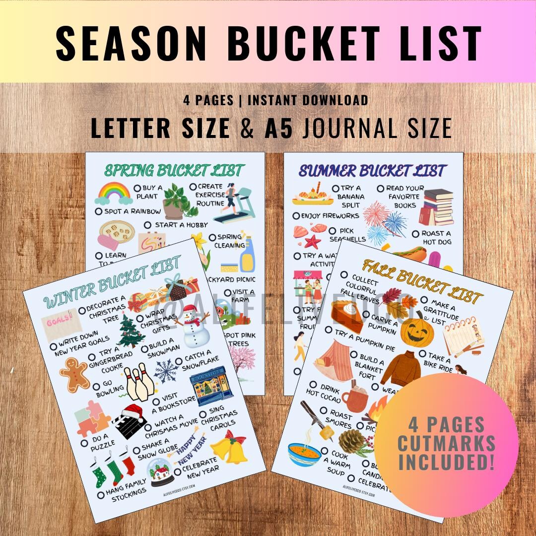 Seasons Bucket List Bundle - Fall Bucket List -winter Bucket List ...
