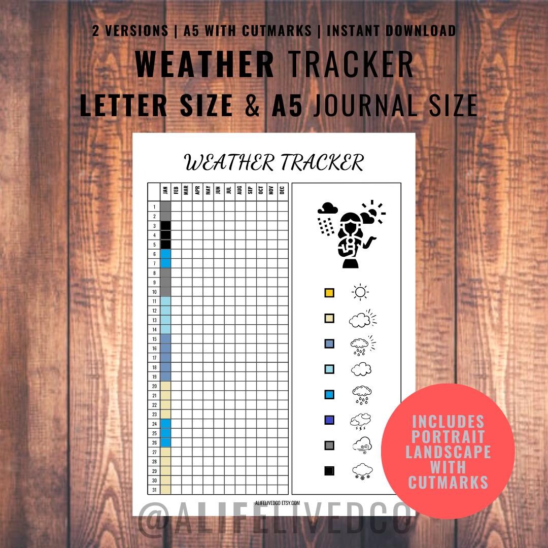 Weather Tracker -yearly Weather Tracker - Track Weather - Weather Log ...