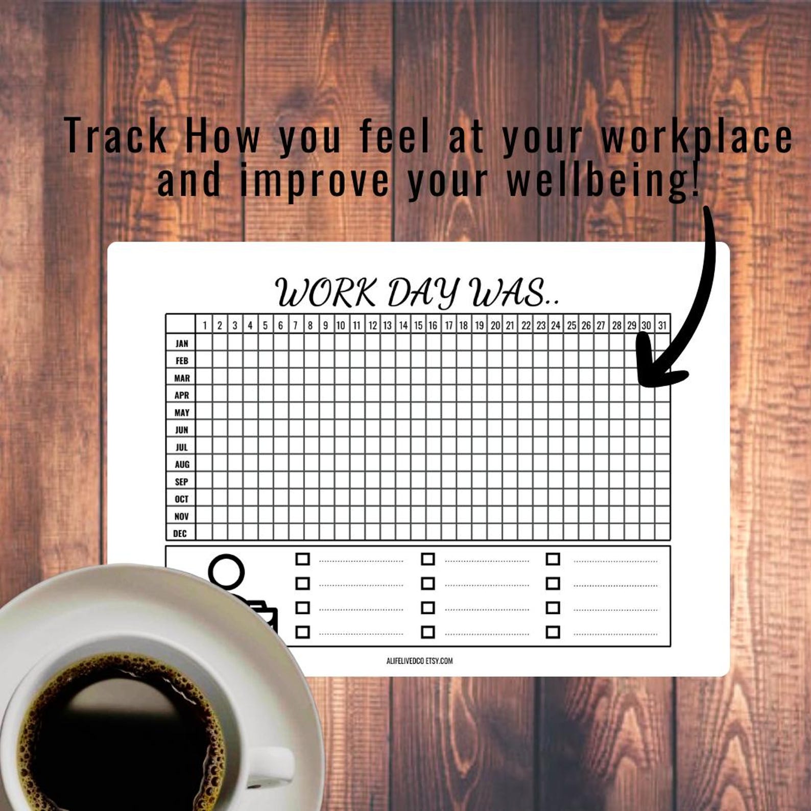 Work Day Was Tracker - Work Tracker - PRINTABLE Journal Page - Yearly ...