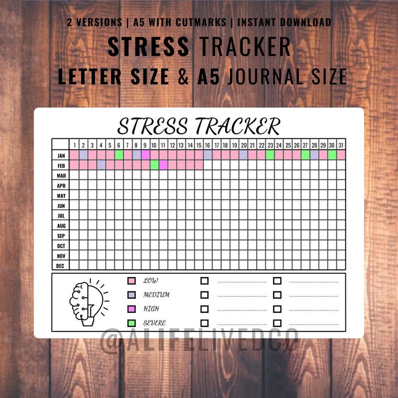 Stress Tracker - PRINTABLE Journal Page - Track Stress - Planner Page ...