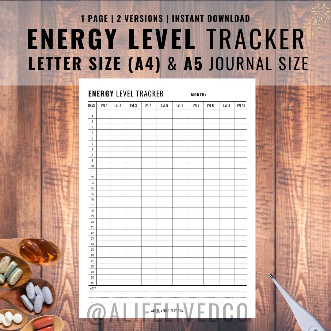 Energy Tracker - Fatigue Tracker - PRINTABLE Journal Page - Planner ...