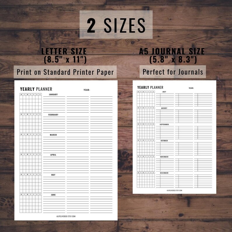 HALF Yearly Overview - Yearly Planner- Minimalist Yearly Planner- Year ...