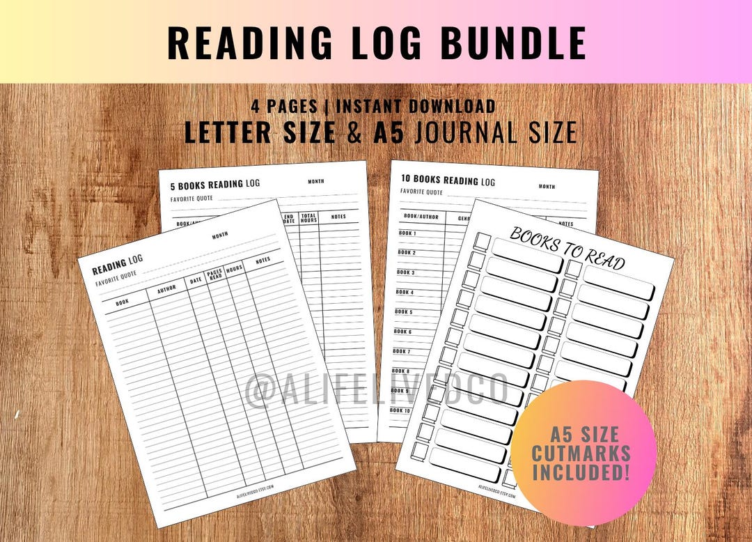 Reading Log-book Review -book of the Year- READING Journal Pages ...