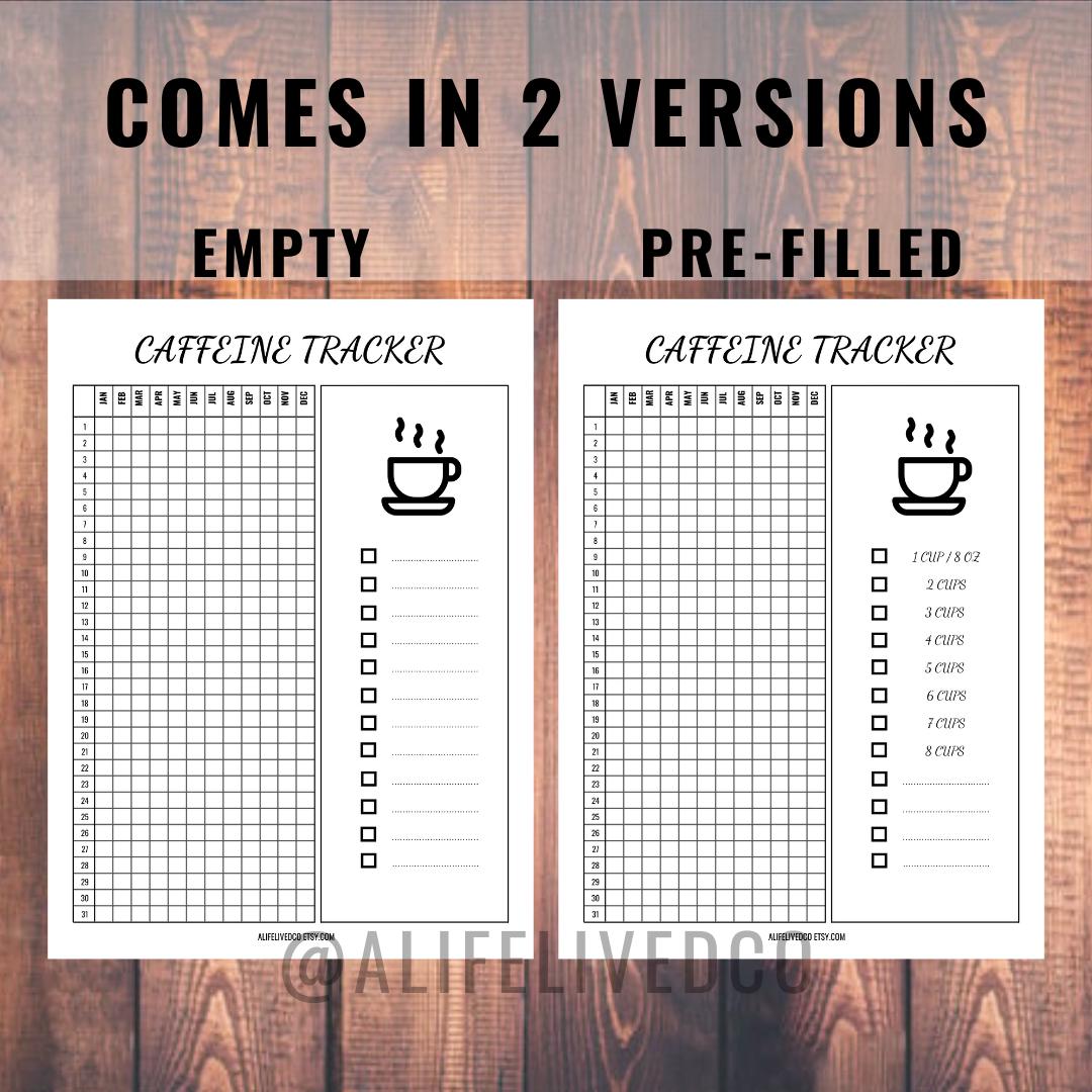 Caffeine Tracker -coffee Tracker -PRINTABLE Journal Page -health ...