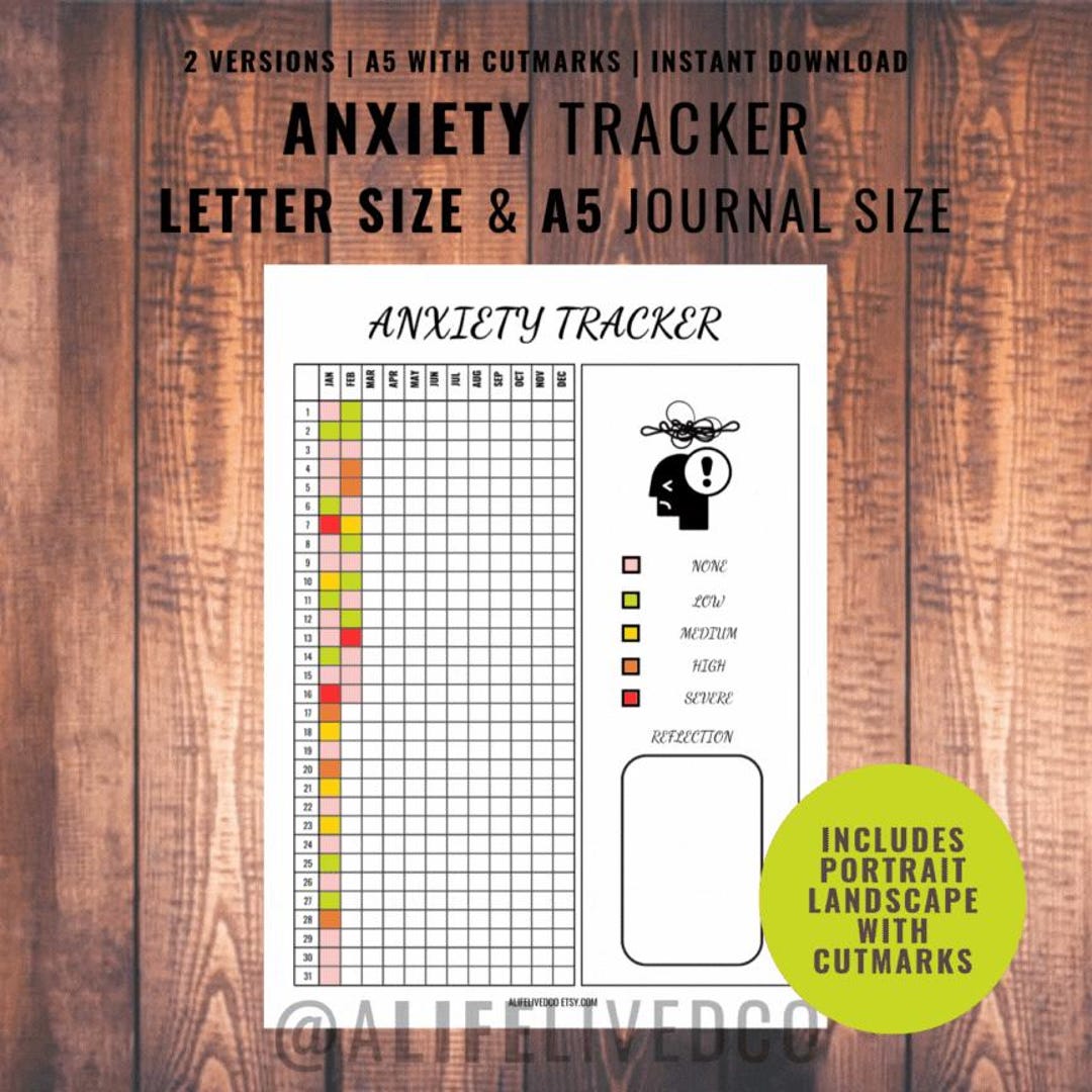 Anxiety Tracker - Track Anxiety Log - Habit Tracker - Anxiety Journal ...