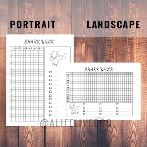 Shark Week Tracker - Printable Planner -journal Page - Menstruation Log ...