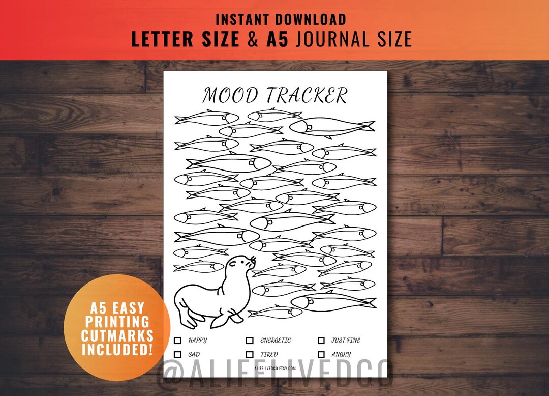 SEALION Mood Tracker - Daily Mood Tracker - PRINTABLE Journal Page ...