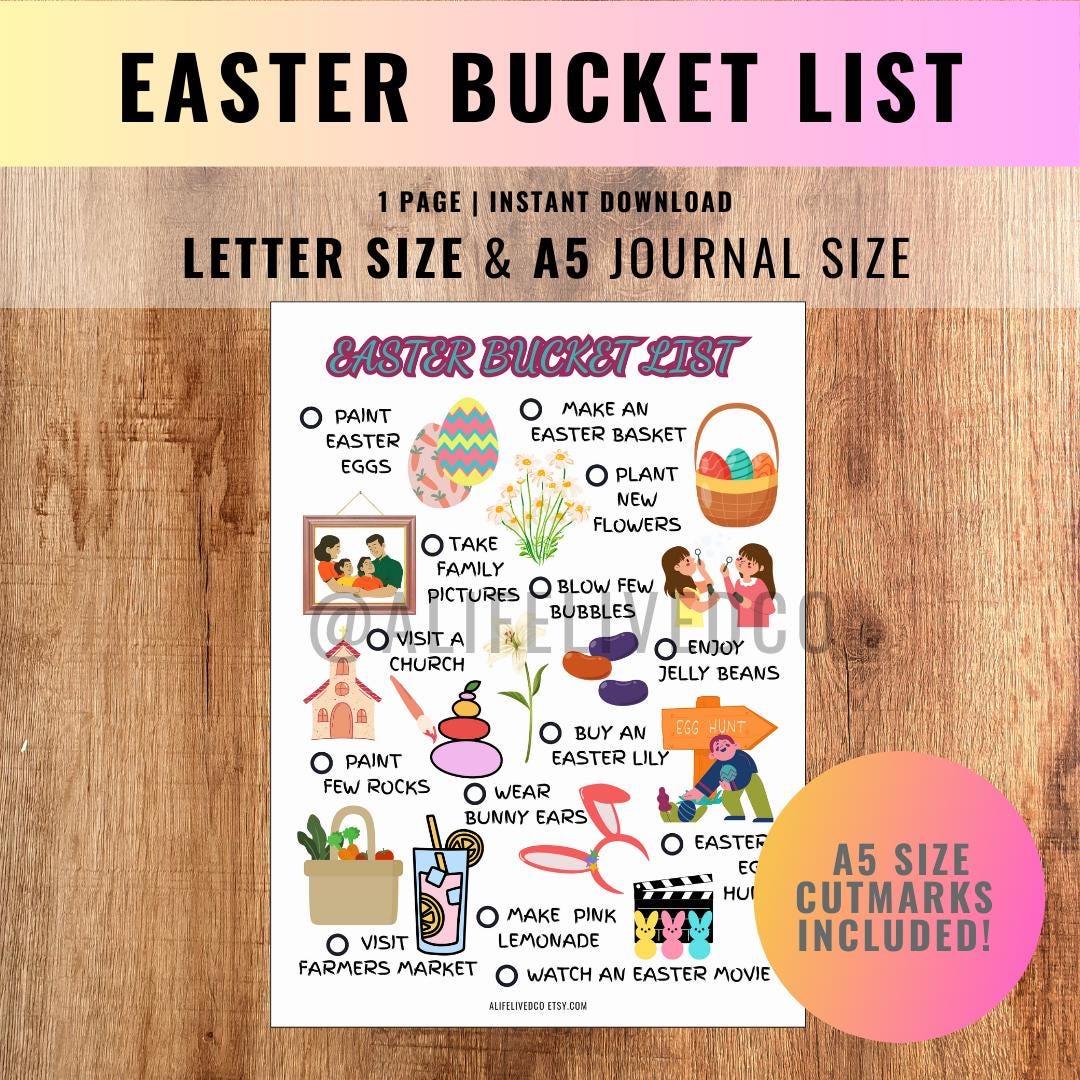 Easter BUCKET LIST - Easter Games Printable - Easter Activities - Kids ...