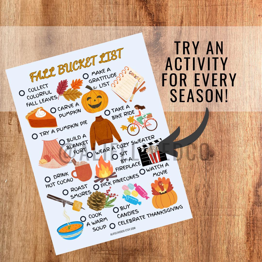 Seasons Bucket List Bundle - Fall Bucket List -winter Bucket List ...