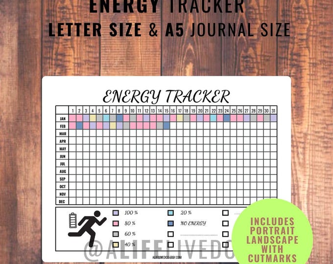 Energy Tracker | Printable Journal Page | Planner Page |daily Tracker ...