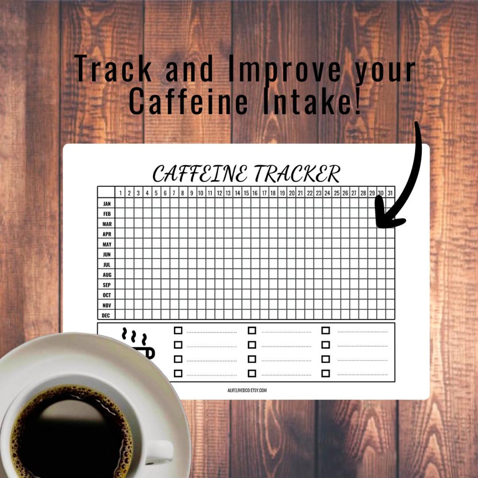 Caffeine Tracker -coffee Tracker -PRINTABLE Journal Page -health ...