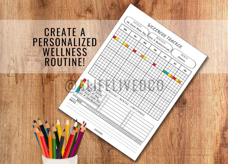 WELLNESS Tracker - PRINTABLE Journal Page - Wellness List - Daily ...