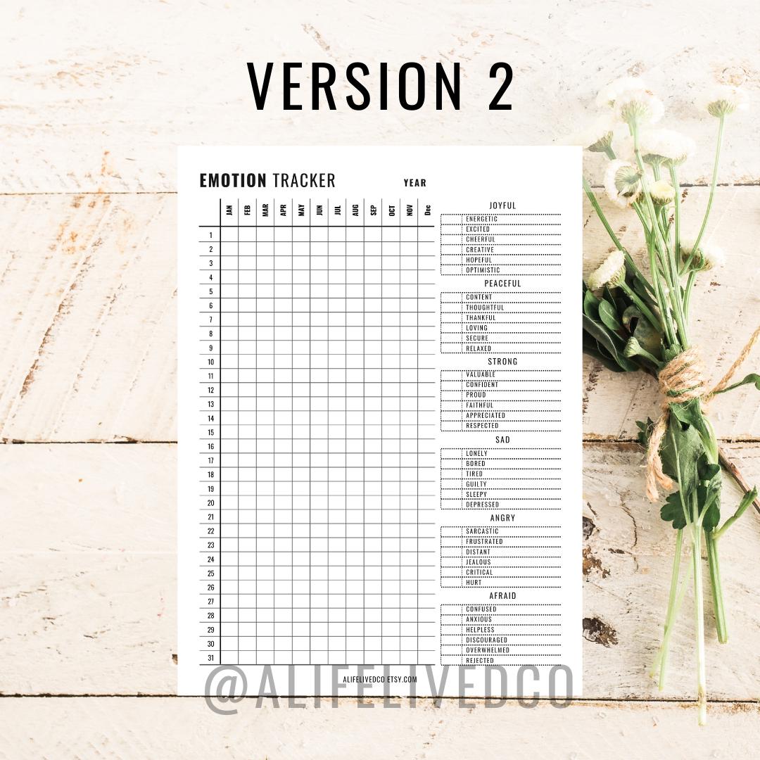 Emotion Tracker - Planner Page - Daily Feelings Tracker - Monthly ...