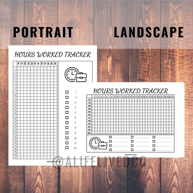 Work Hours Tracker - PRINTABLE Journal Page - Work Time Card - Work ...