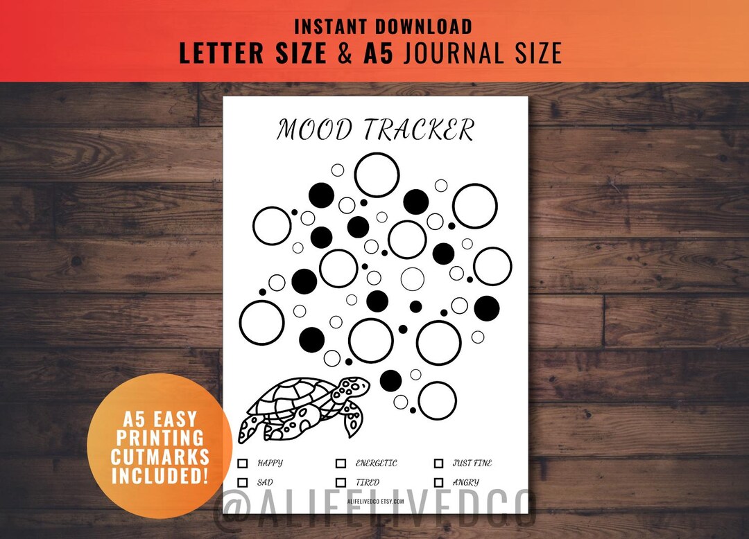 TURTLE Mood Tracker - Daily Mood Tracker - PRINTABLE Journal Page ...