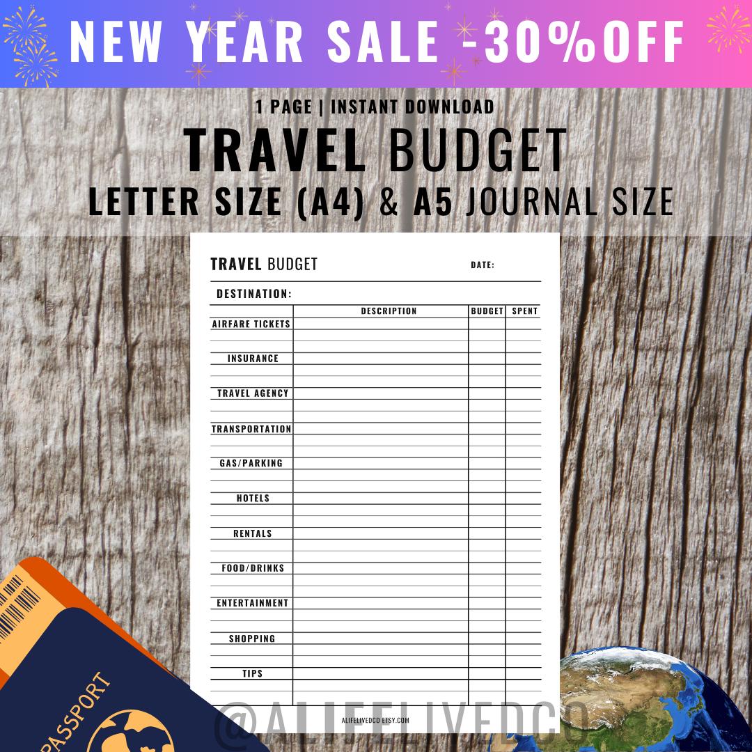 Travel Budget Planner Printable Vacation Budget Planner Expense Log ...