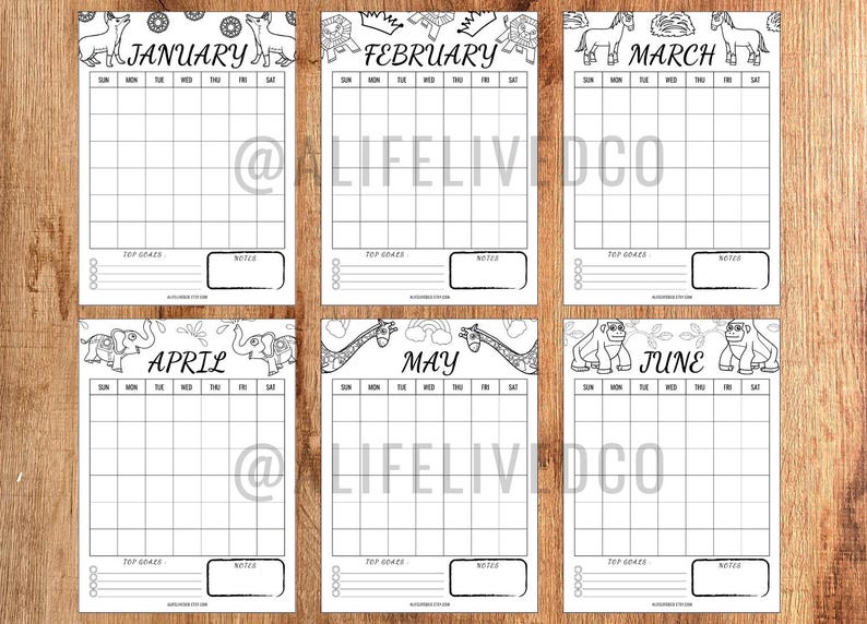 Animal Calendar 2025 Printable: Planner Pages Bundle (digital Download ...