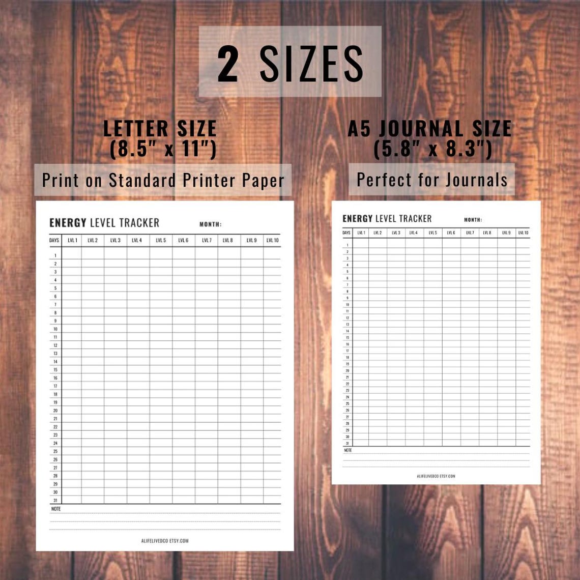 Monthly Energy Tracker - Fatigue Tracker - PRINTABLE Journal- Planner ...