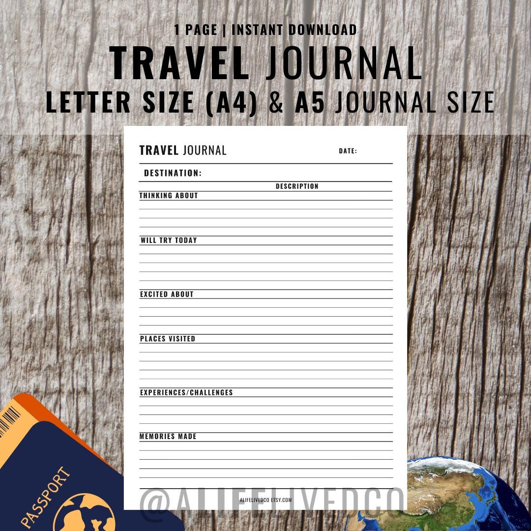 Travel Journal - PRINTABLE Journal Page - Travel Planning - Trip ...