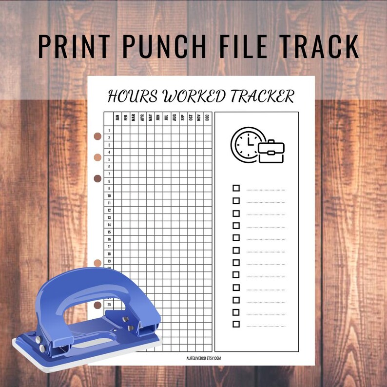 Work Hours Tracker - PRINTABLE Journal Page - Work Time Card - Work ...