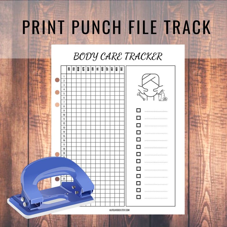 Yearly Body Care Tracker - Printable Journal Page - Habit Tracker ...
