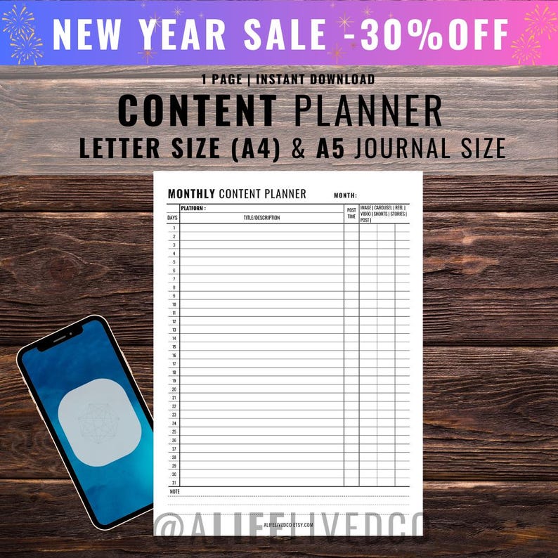 Social Media Planner Printable Checklist Planner for Instagram Youtube ...