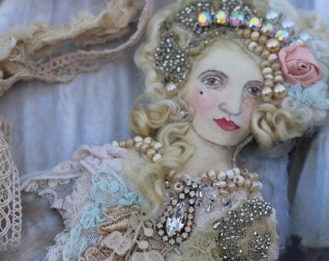 Artsy Pendant/brooch rococo Doll Mixed Media Doll - Etsy