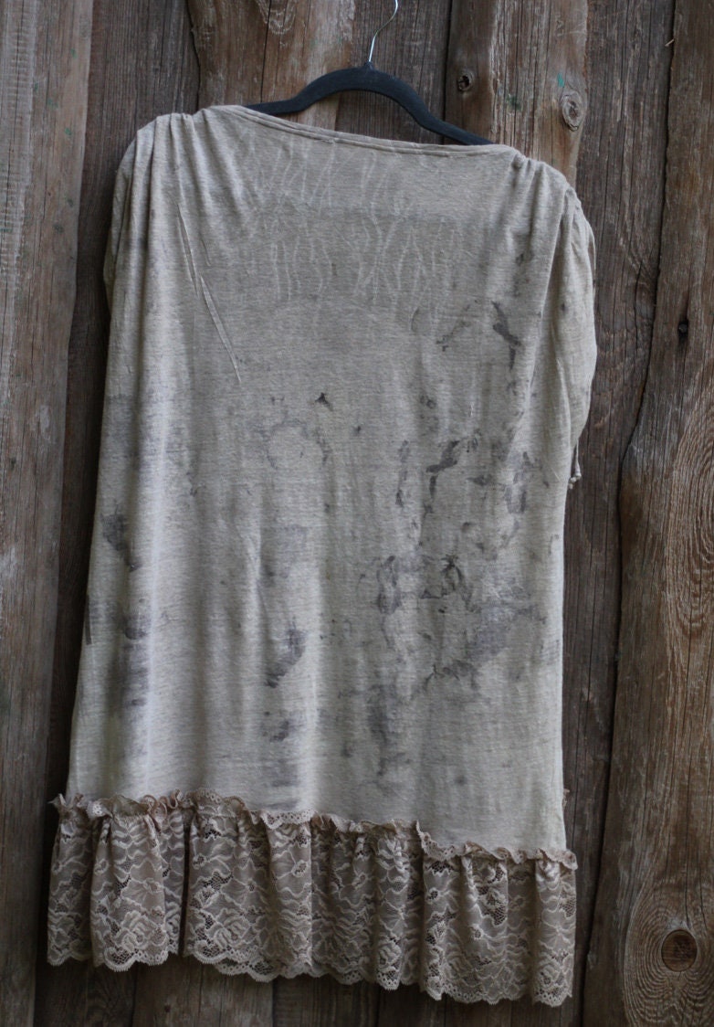 Eco Dyed/printed Artsy Linen Top of Leaves and Laces - Etsy