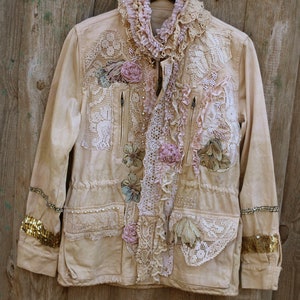 Fleursboheme Artsy Boho Jacket "vintage Collage" Hand Dyed Romantic ...