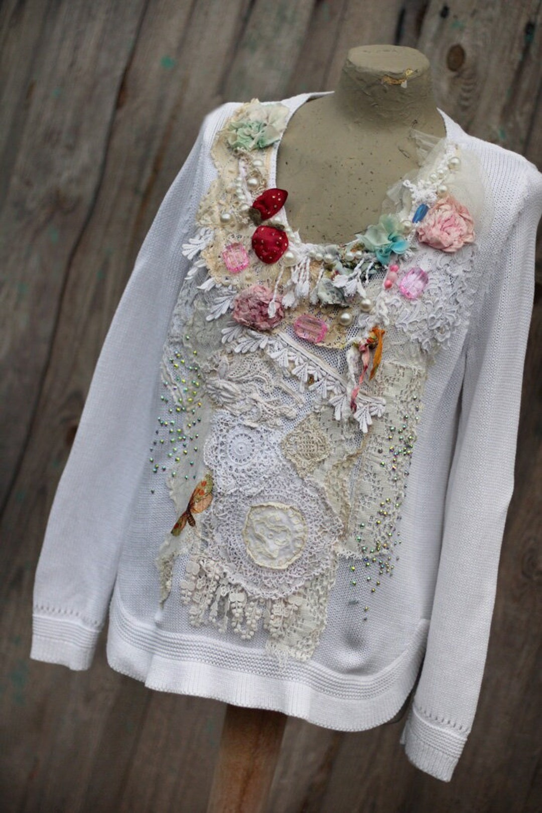 Artsy Boho Knit "girly&boho" Romantic Cotton Knit Jumper, Vintage ...