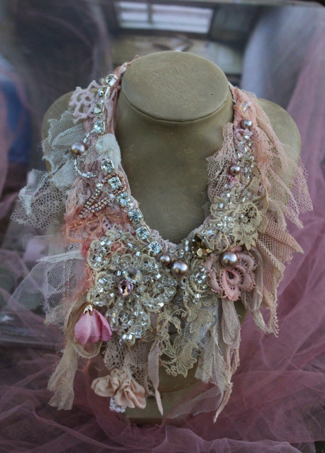 Fleursboheme boho Princess Necklace, Delicate Tattered Laces Sassy Boho ...