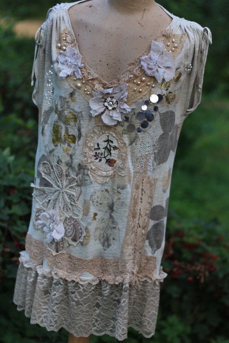 Eco Dyed/printed Artsy Linen Top of Leaves and Laces - Etsy