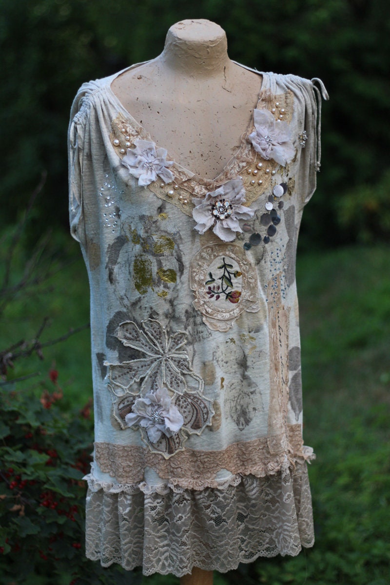 Eco Dyed/printed Artsy Linen Top of Leaves and Laces - Etsy