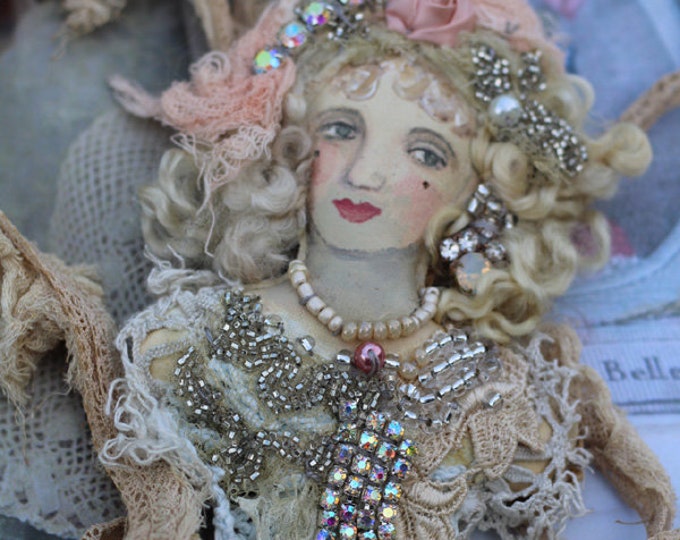 Artsy Pendant/brooch "rococo Doll" Mixed Media, Doll Art Pin, Hand ...