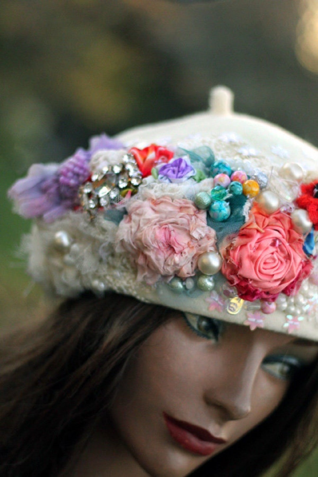 Artsy Boho Embroidered Beret fleurs Boheme Boho Hippie Hat, Embroidered ...