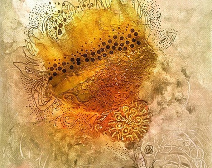 The Golden Flower Reproduction Print of Mixed Media With - Etsy