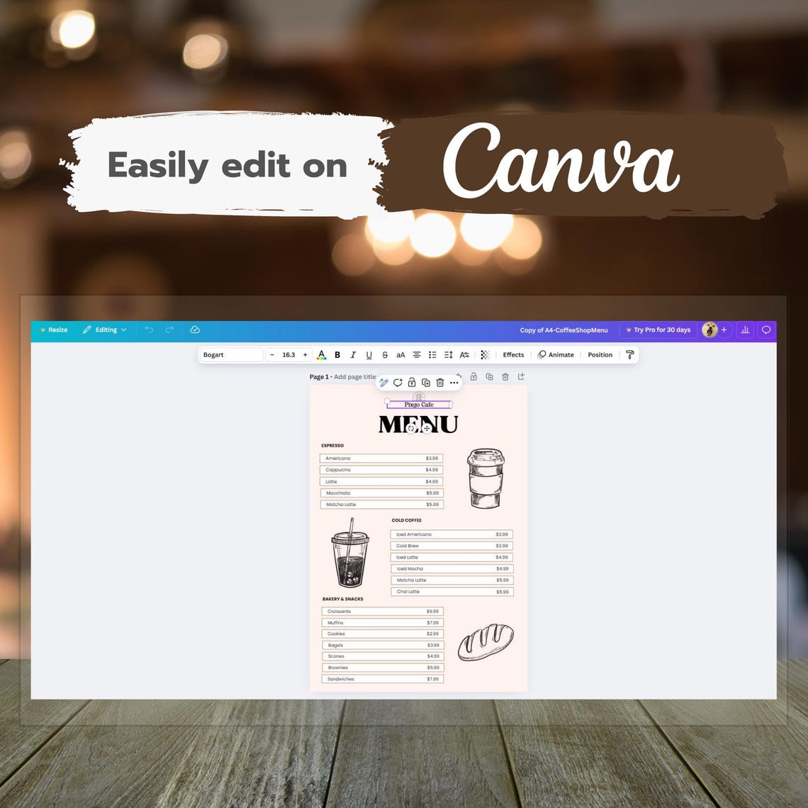 Coffee Shop Menu, Drink Menu, Coffee Menu Template, Canva Menu Design ...