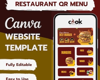 Cafe QR Menu Template, Canva Menu Design, Digital Cafe Menu, Editable ...