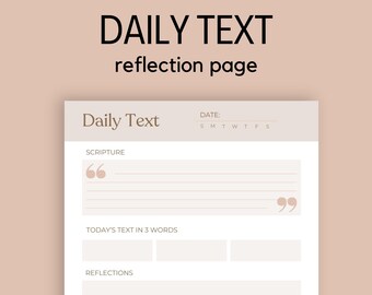 Daily Text Worksheet for Jehovah's Witnesses Printable Reflection Pages ...