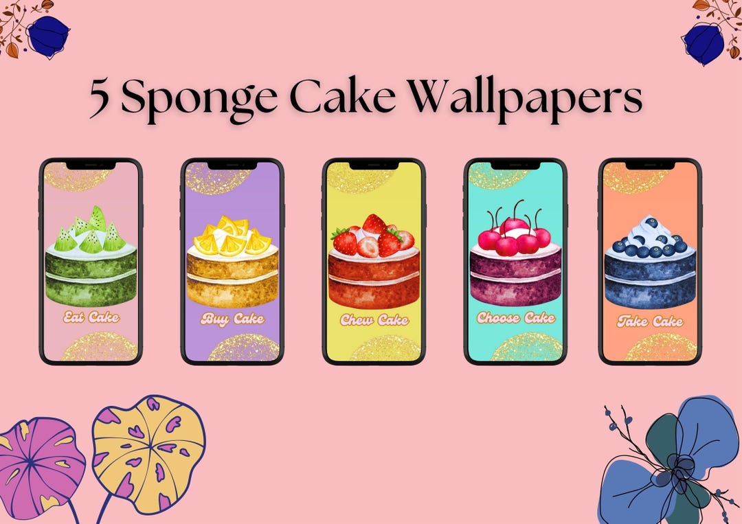 5 Set Sponge Cake Wallpapers - Etsy